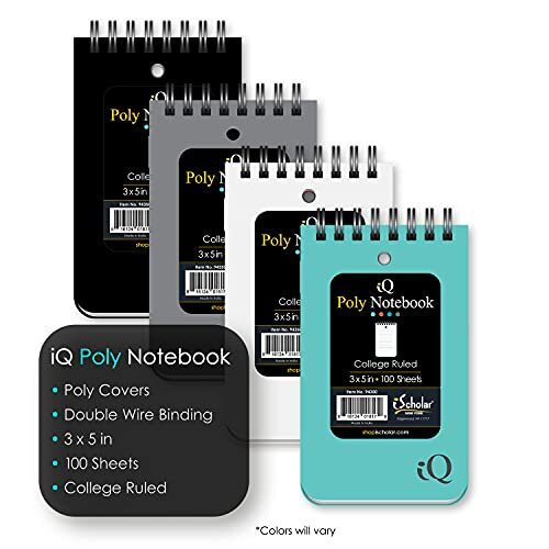 iScholar Double Wire Poly Memo Book, 3 x 5", Top Open, Color will Vary ...
