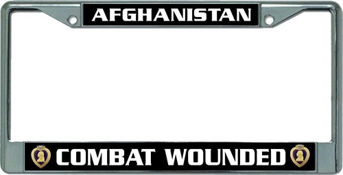 Afghanistan Purple Heart Combat Wounded Chrome License Plate Frame ...