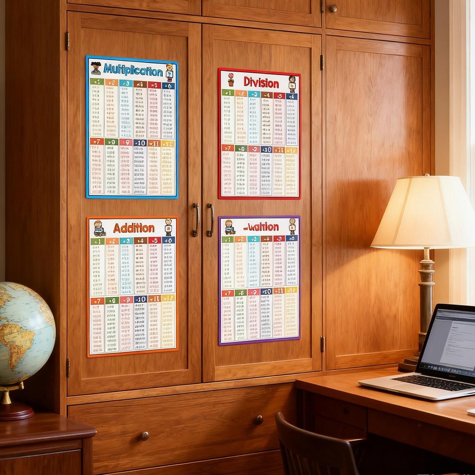 Math Posters 4 Pcs Chart Educational Arithmetic Table Math Classroom ...