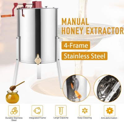 4-Frame Manual Honey Extractor Beekeeping Equipment Tool Honeycomb 4/8 ...