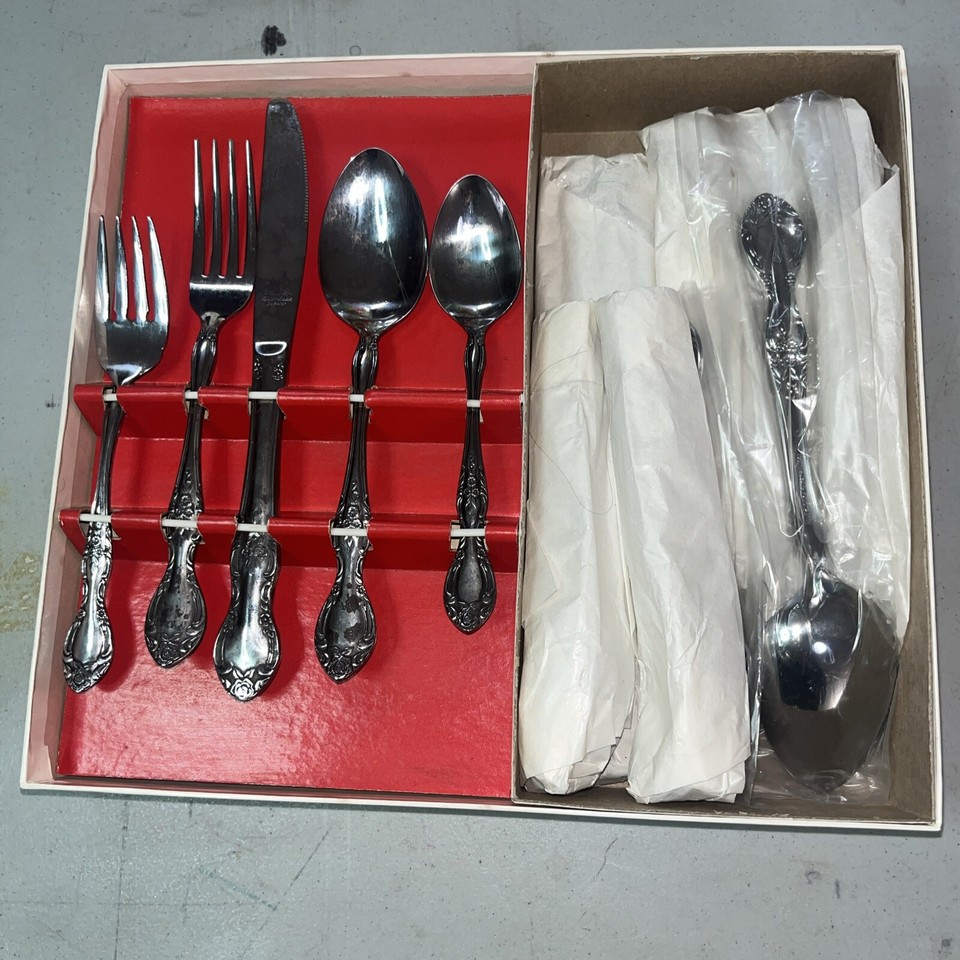 Vintage reed and barton stainless flatware Candace 50 Piece Set Never ...