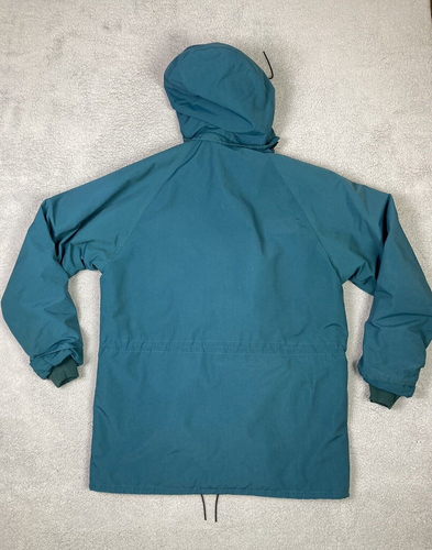 VTG Eddie Bauer Puffer Coat Mens LG Tall Teal Green Hood Goose Down ...