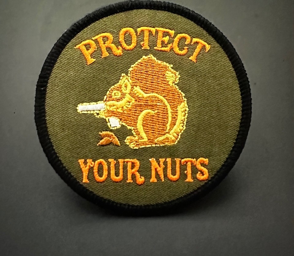 COMICAL "PROTECT YOUR NUTS" EMBROIDERED IRON-ON PATCH... | eBay