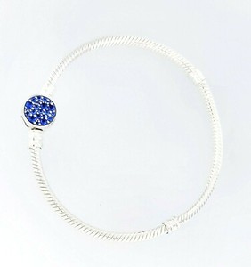 NEW Authentic PANDORA 925 Sparkling Blue Disc Clasp Charm Bracelet ...