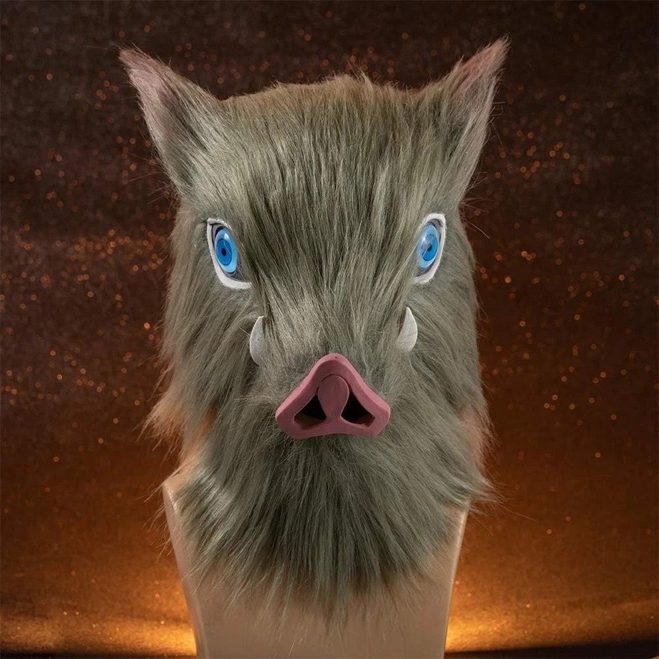 Inosuke Mask, Demon Boar Mask Full Head, Grey | eBay