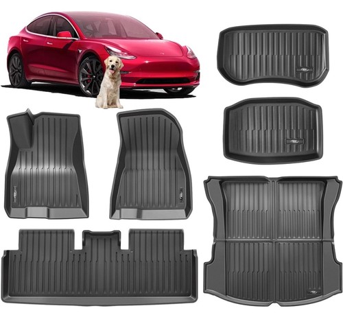 DEDC 6 PCS Tesla Model 3 All Weather Floor Mats Trunk Rear Cargo Liners ...