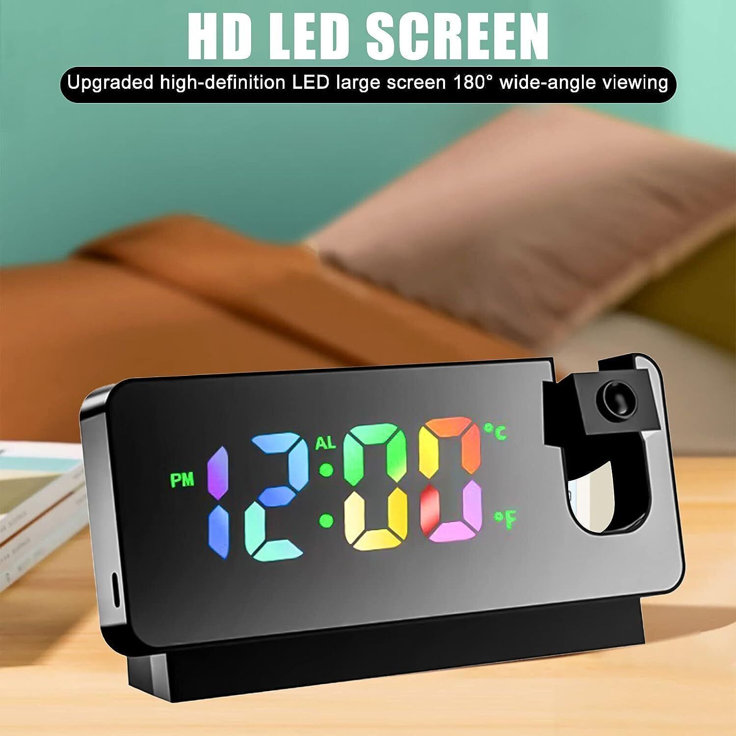 Digital LCD Alarm Wecker Uhr mit Projektion Snooze Datum Temperatur ...