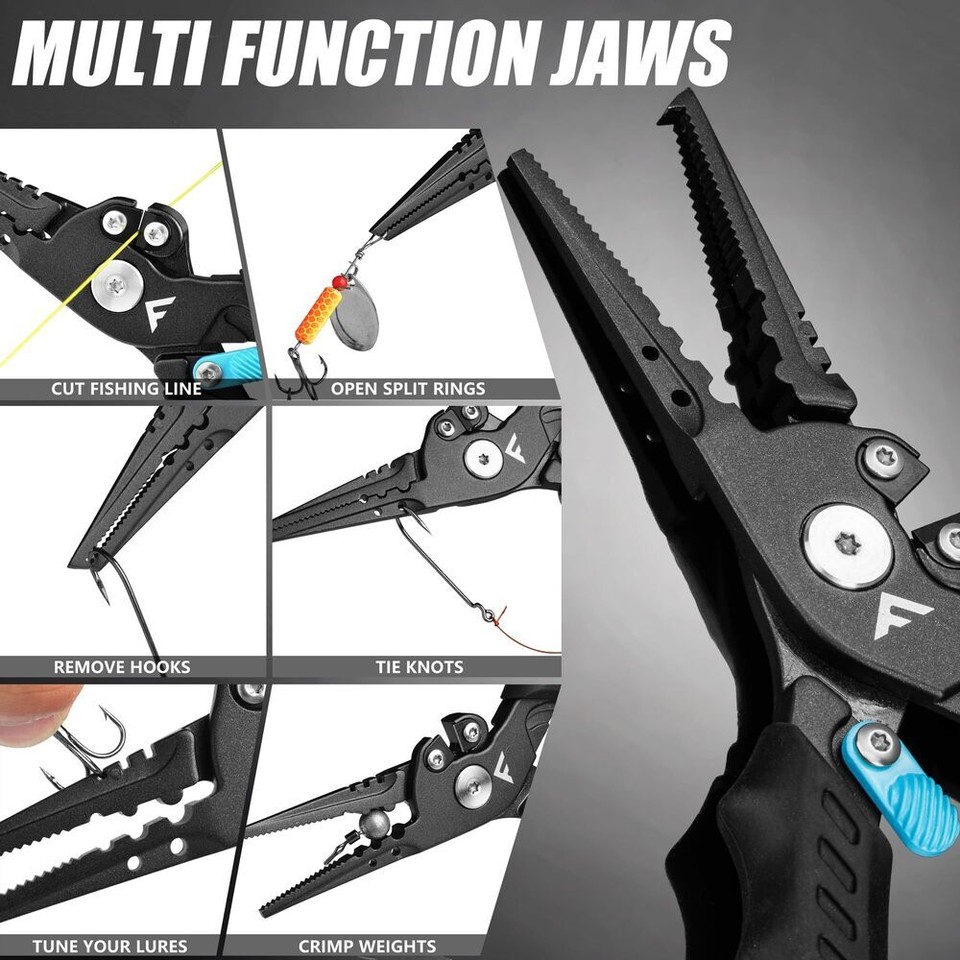 FLISSA 7-1/2" Fishing Pliers Safety Lock Design Fish Pliers Saltwater ...