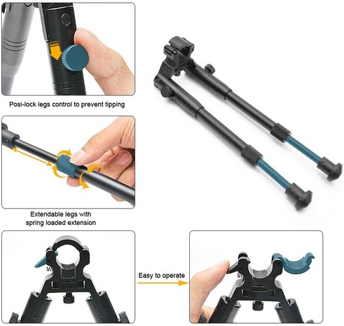 6-9 Inch Adjustable Height Bipod Foldable Clamp-on for Rifle Barrel ...