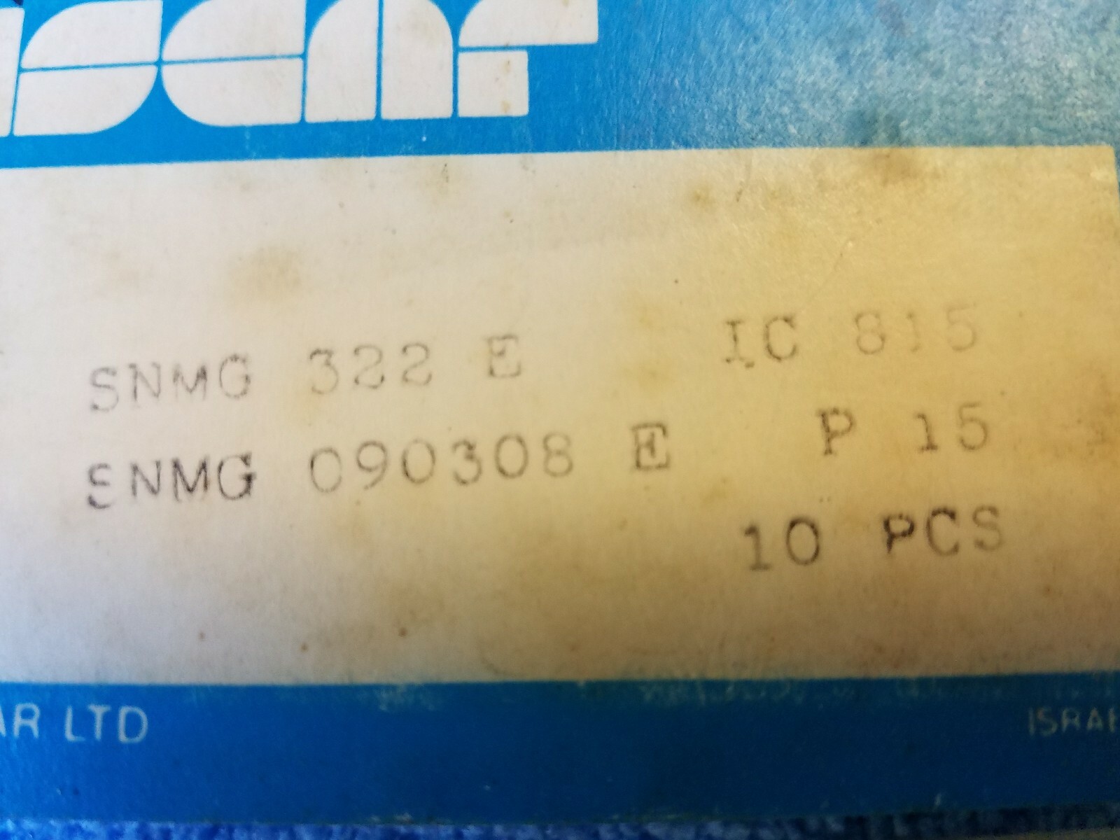 ISCAR Carbide Inserts - SNMG 322-E SNMG 090308-E IC815 P15 - Qty. 10 | eBay