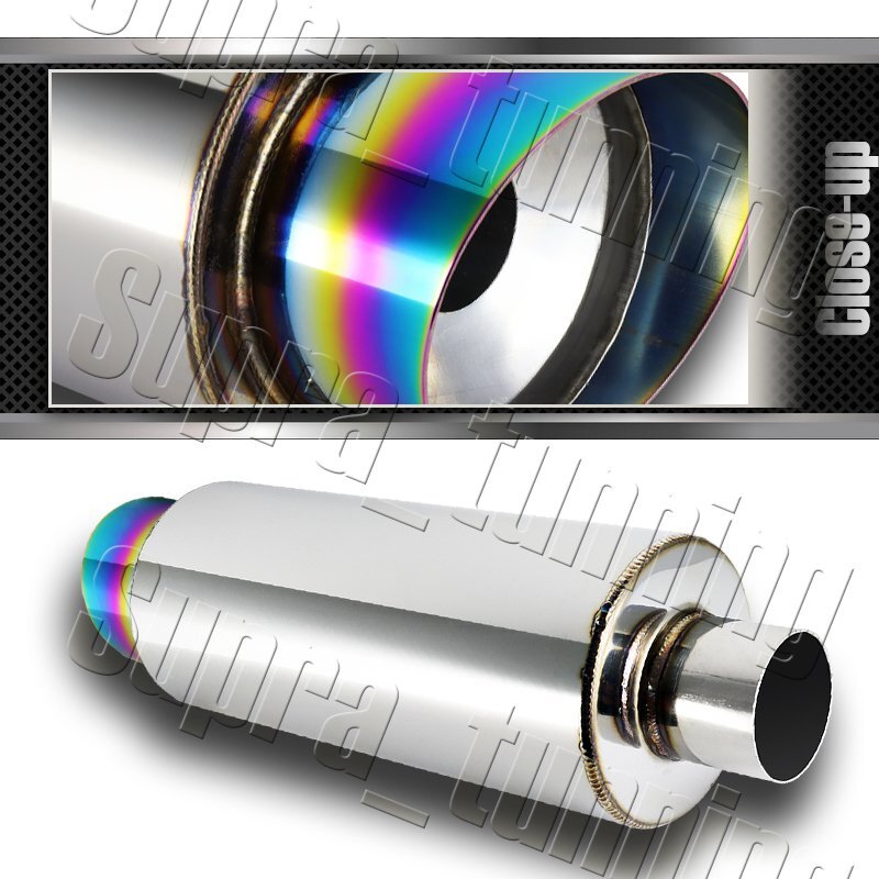 4" Fireball Rainbow Burnt Tip Stainless Exhaust Muffler 2.5" Inlet ...