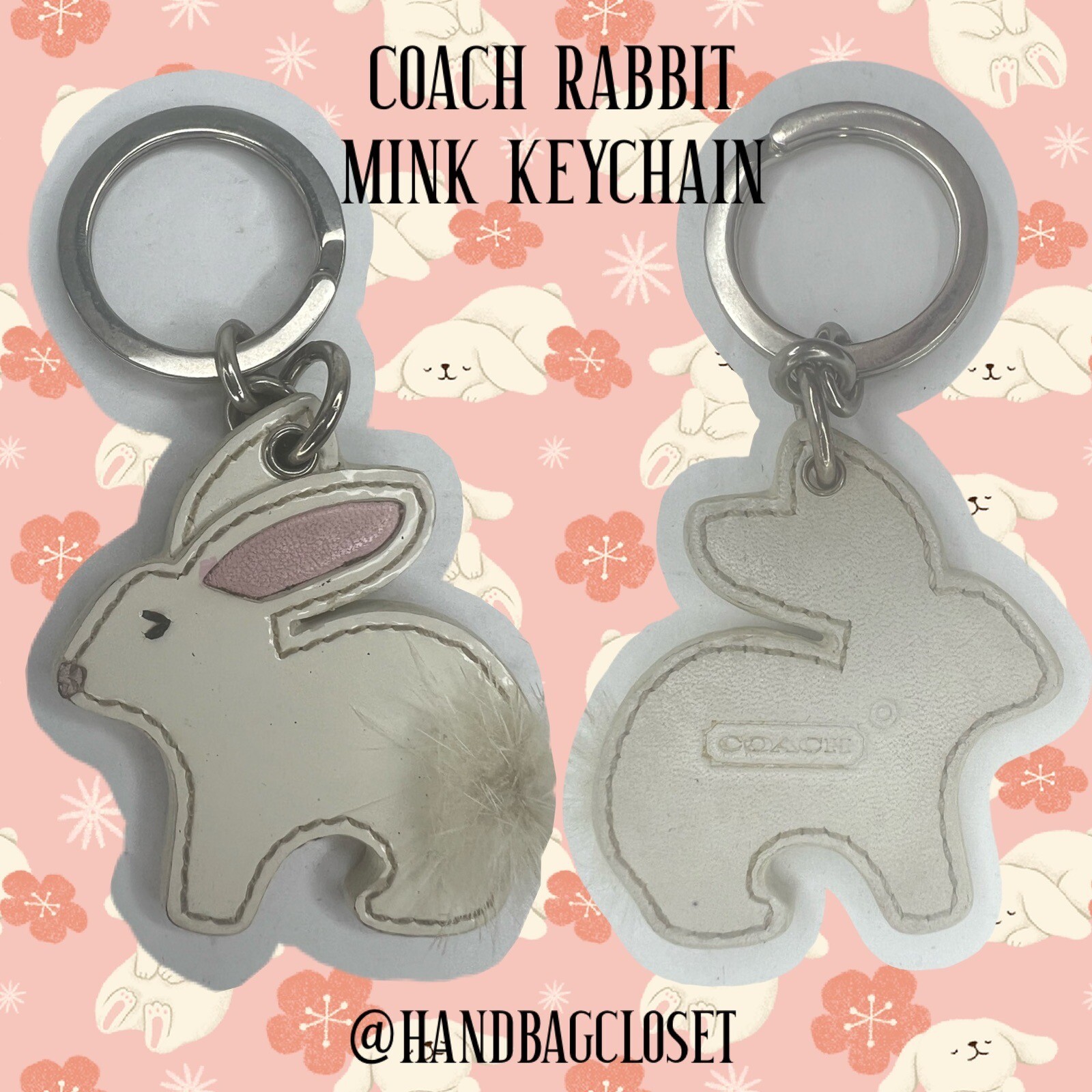 Coach Rabbit Mink Bunny Vintage Keychain Key Chain Fob - Gem