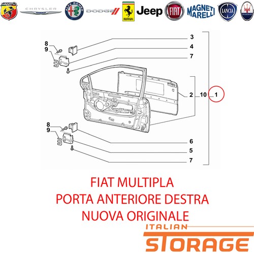 Fiat Multipla Front Right Door New Original 46510462 | eBay