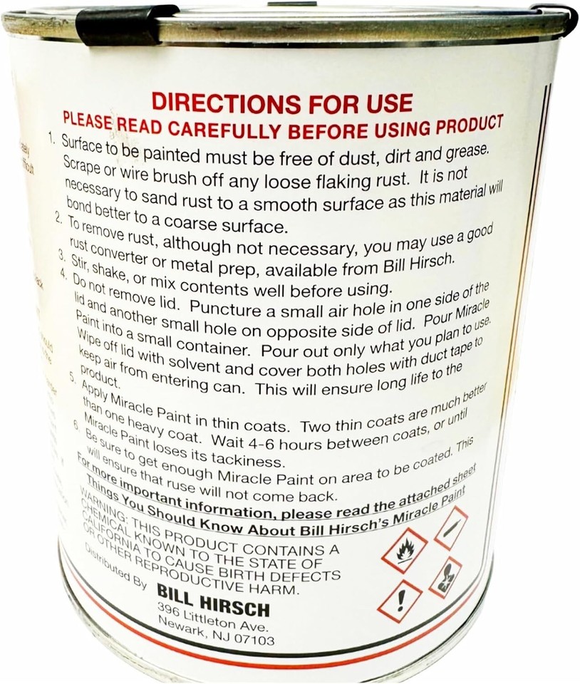 Bill Hirsch Miracle Paint Quart Black | eBay