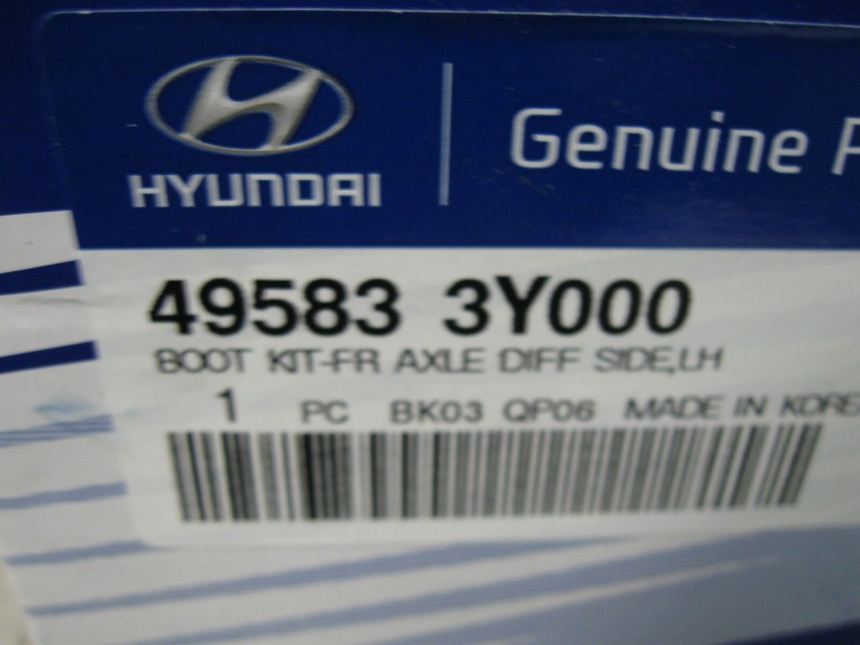 NEW GENUINE HYUNDAI LEFT INNER CV BOOT (PN 49583 3Y000) | eBay