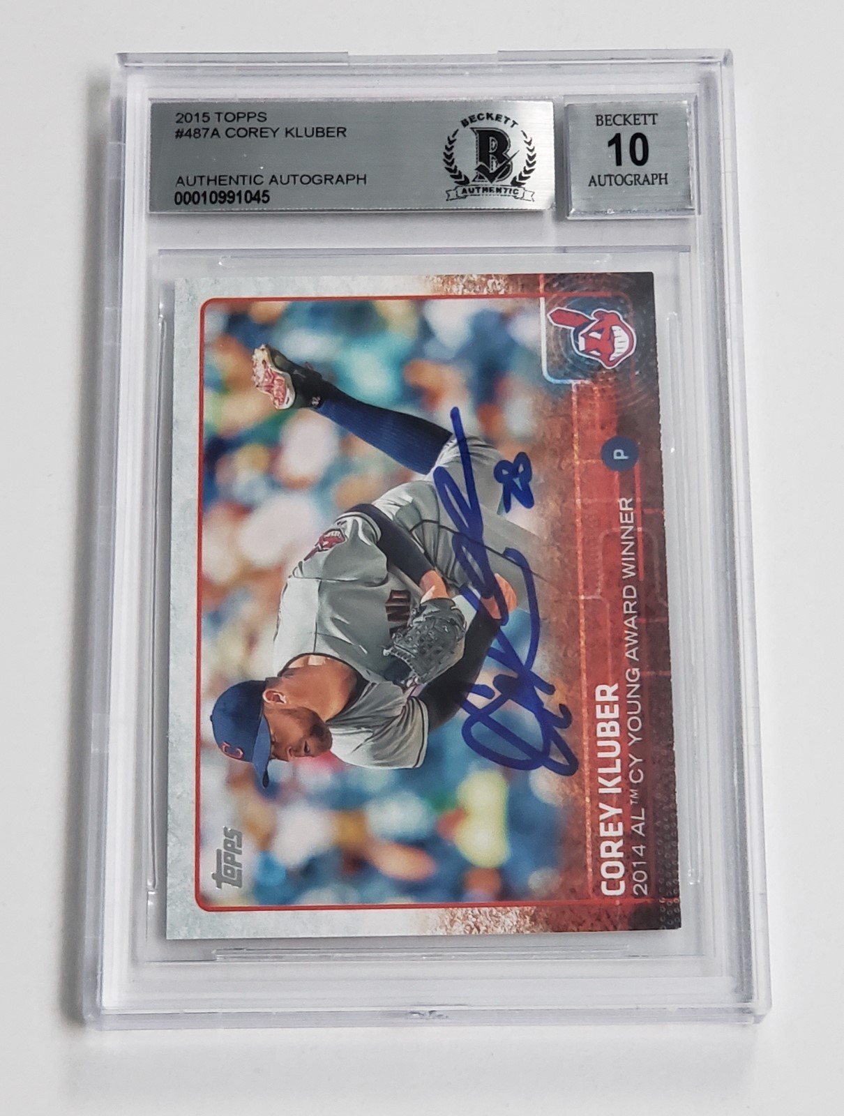 COREY KLUBER SIGNED 2015 TOPPS CARD BAS SASIGNED COA INDIANS GEM MINT ...