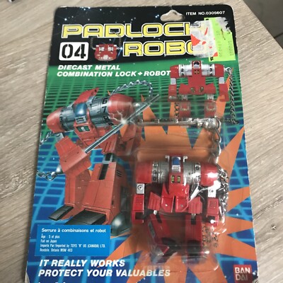 Vintage 1985 Bandai Padlock Robot 04 Metal Joe MJ-04 MIP Transformer ...