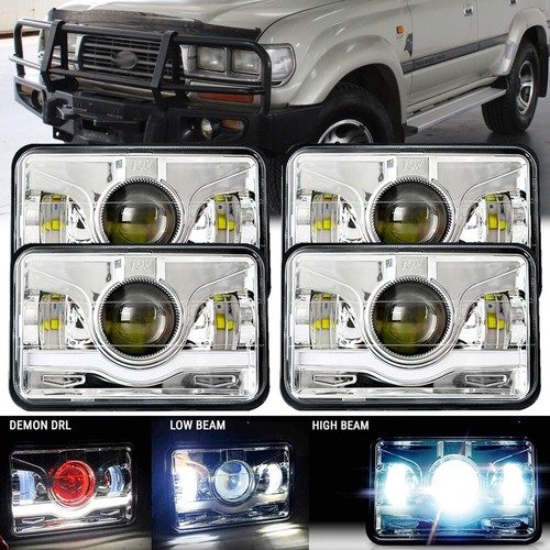 4x6'' LED Headlights DRL for FJ80 FZJ80 HZJ80 Toyota Landcruiser 60 80 ...