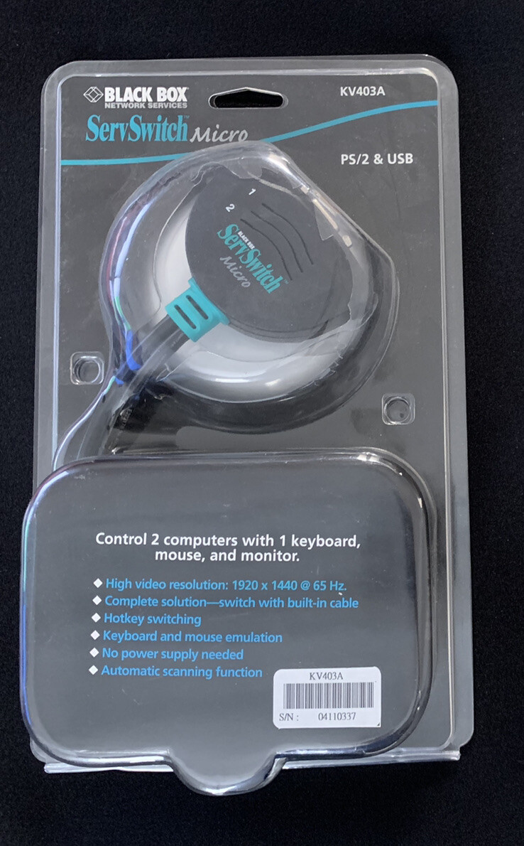 Black Box KV404A SERVSWITCH MICRO KVM WITH AUDIO (2) PS/2 Computers (A6 ...