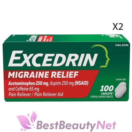 Excedrin Migraine Pain Reliever 100 Caplets 2 Packs | eBay