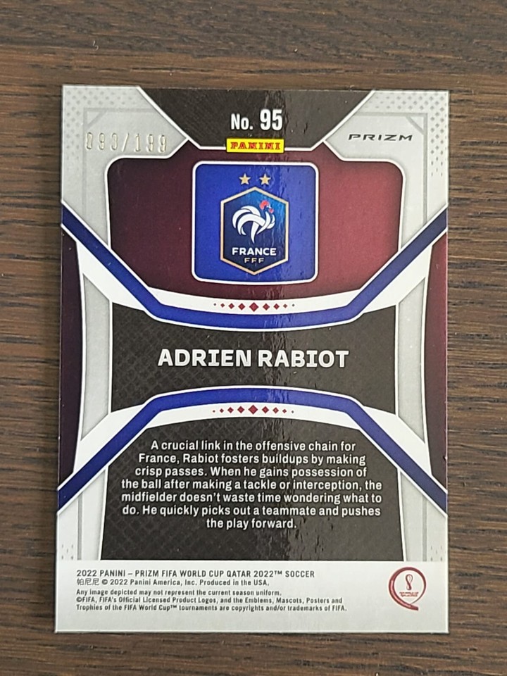 ADRIEN RABIOT 2022 PANINI PRIZM WORLD CUP FIFA QATAR BLUE Wave # /199 ...