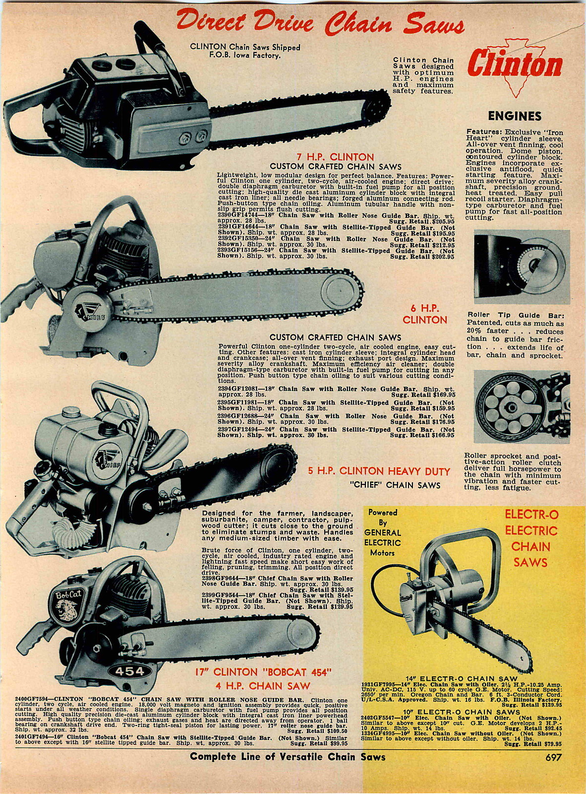 1967 ADVERT Clinton Chain Saw 7 HP 4 Images Models | eBay