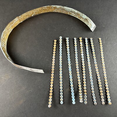 Antique Vtg Ornate Pressed Brass Slag Glass Lamp Shade Adornment Edging ...