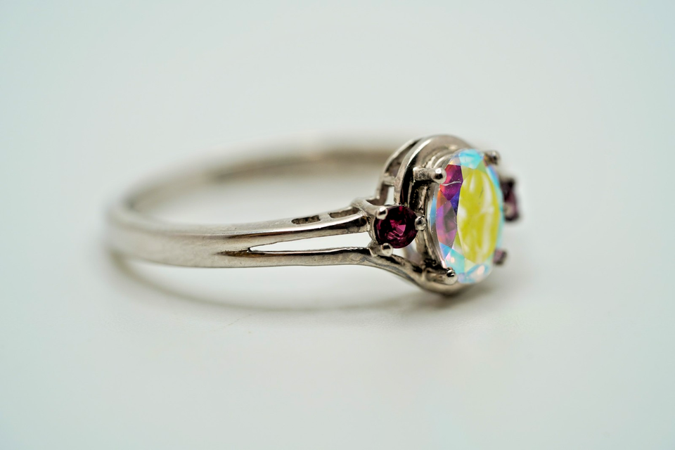 Sterling Silver Rainbow Mystic Topaz Garnet Chuck Clemency Ring Size 11 ...