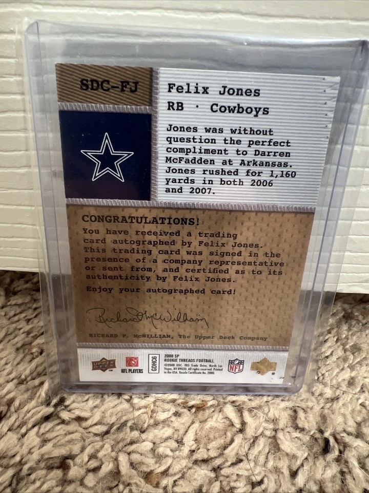 2008 SP Threads Signature Draft Choice /280 Felix Jones #SDC-FJ Rookie ...