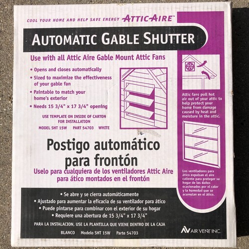 White Plastic Paintable Automatic Gable Shutter Vent Square SHT15W ...