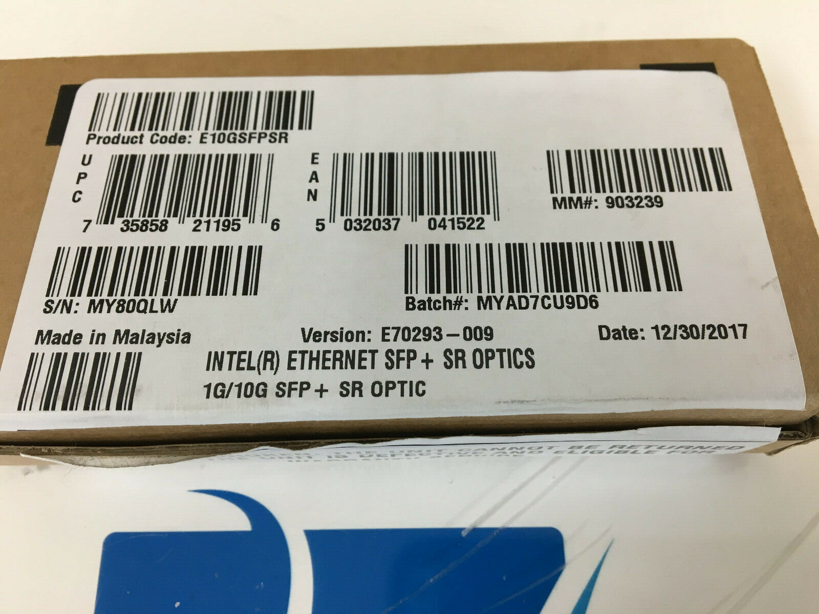 Intel Ethernet SFP+ SR Optics 1G/10G (E10GSFPSR) Ver: E70293-009 *NEW ...