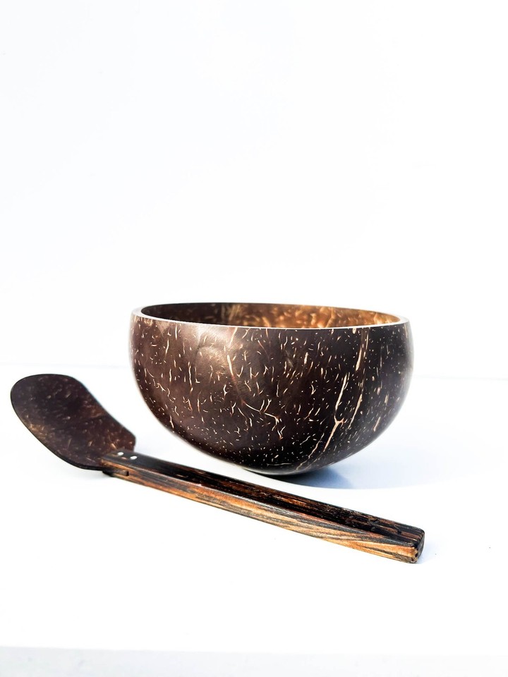 Coconut shell bowl and coconut shell spoon Organic Halves Ceylon made ...