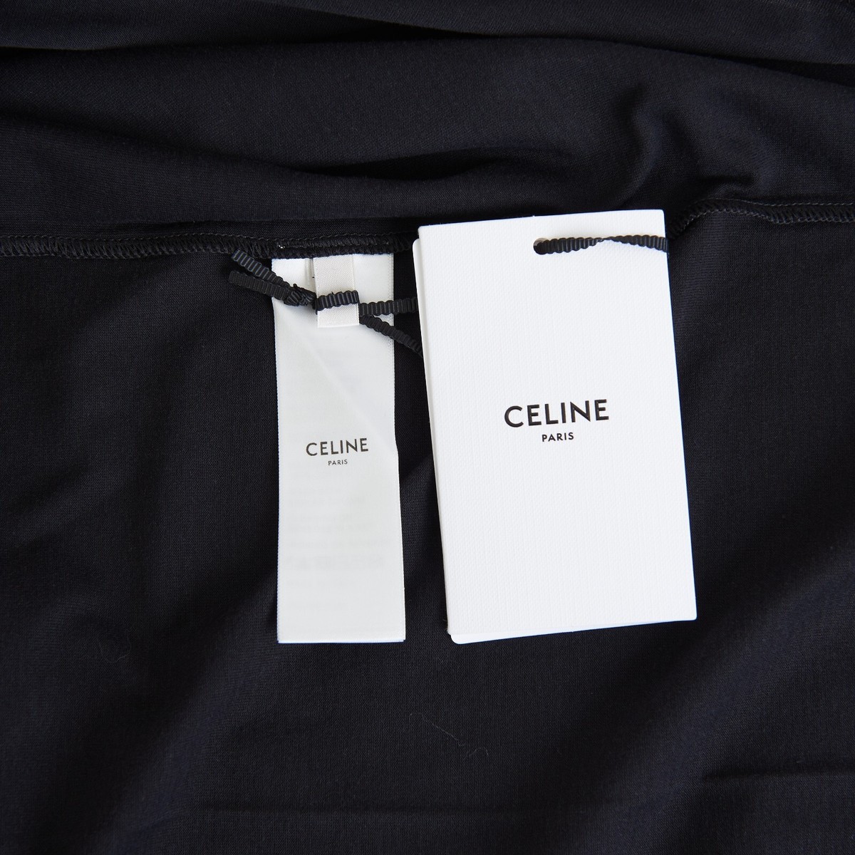 CELINE 1250$ Crewneck T-shirt - Logo Print, Sequined Fringes CELINE 1250$ Crewneck T-shirt - Logo Print, Sequined Fringes