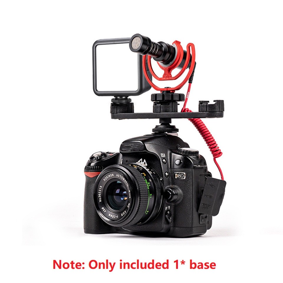 3 in 1 Aluminum Camera Triple Hot Shoe Mount Adapter Bracket Holder ...
