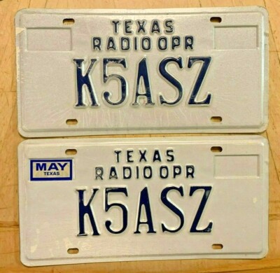 MINT TEXAS AMATEUR HAM RADIO OPERATOR LICENSE PLATE PLATES PAIR SET ...