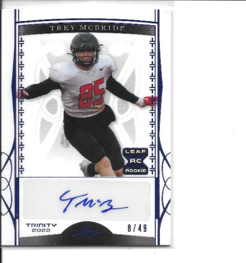 TREY MCBRIDE ROOKIE AUTOGRAPH BLUE FOIL SSP /49 ARIZONA CARDINALS MINT ...