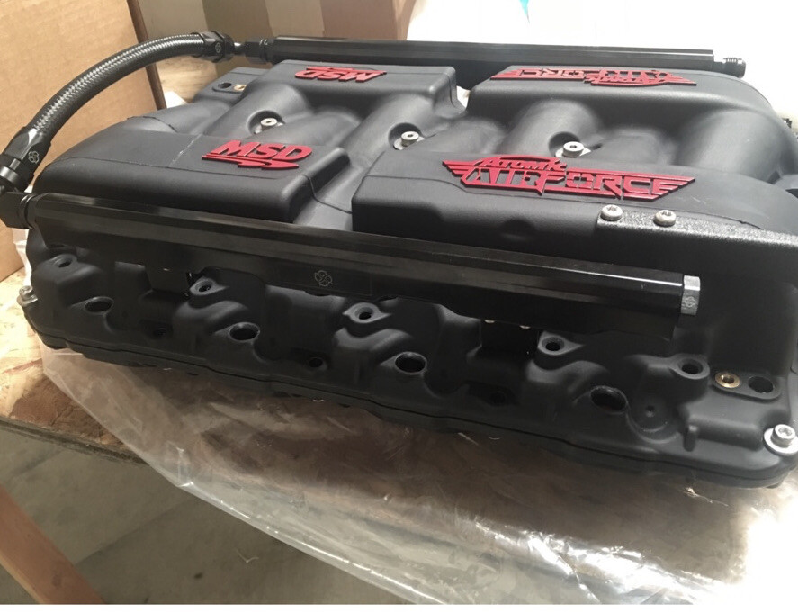 MSD Atomic Fuel Rail Kit BLACK -8AN Feed Aluminum For LS7 Manifold Fits ...