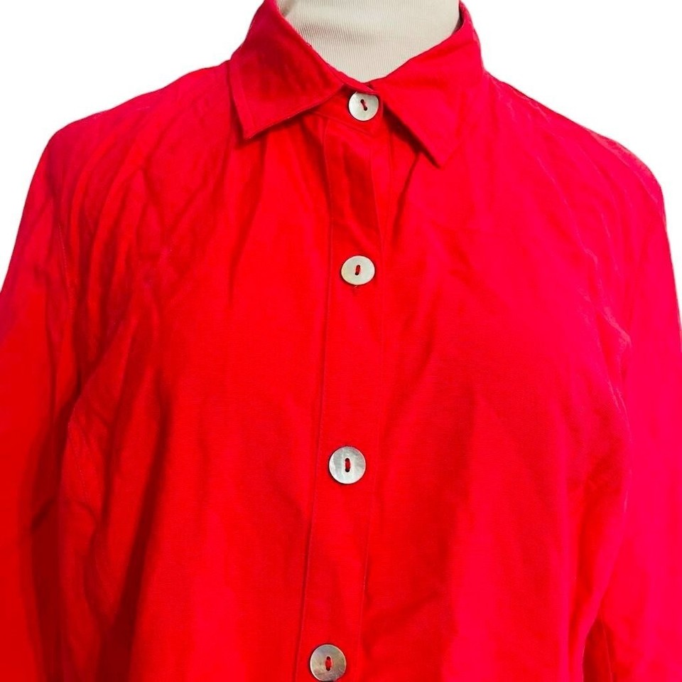 Ali Miles Size Medium Top Blouse Red Button Down Collared | eBay