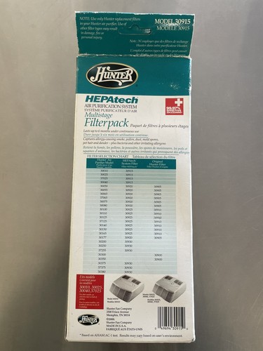 NEW Hunter Model 30915 HEPAtech Replacement Air Purifier Filter OEM ...