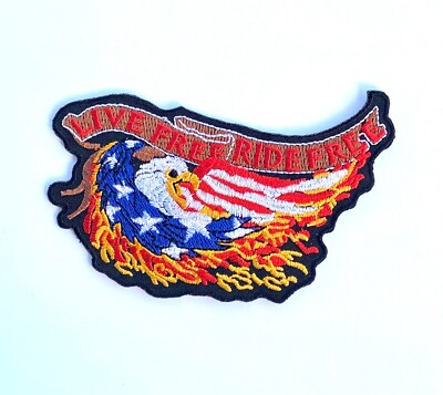 Embroidered Patch - Live Free/Ride Free - Motorcycle Patch - Iron-on ...