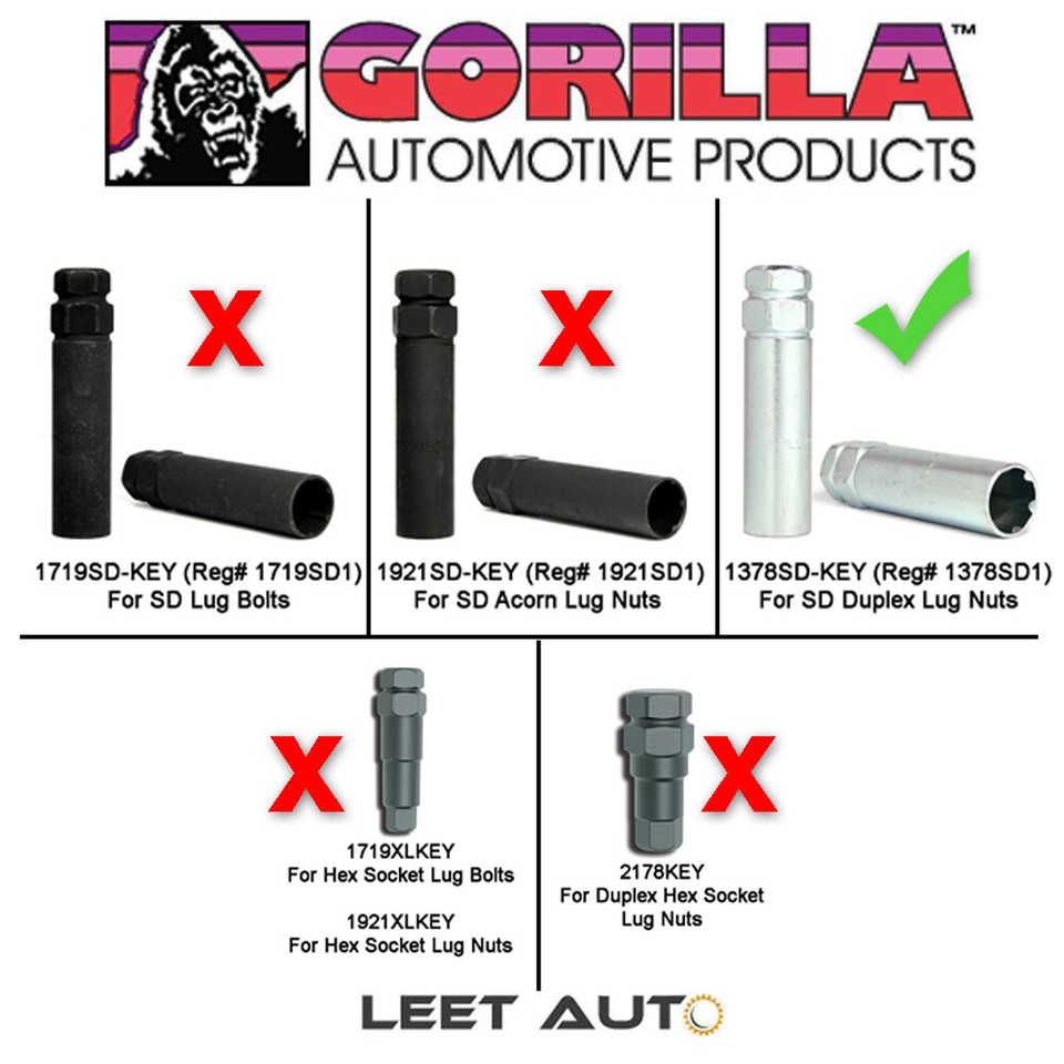 Gorilla 1378SD-KEY, Key for Small Diameter 14mm 6 Spline Lug Nuts, Dual ...
