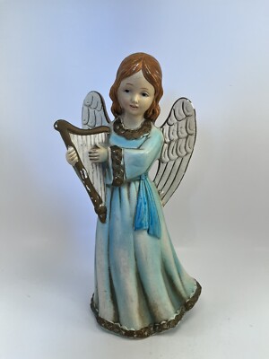 Vintage Caffco Japan Christmas Blue And Gold Harp Angel Paper Mache | eBay