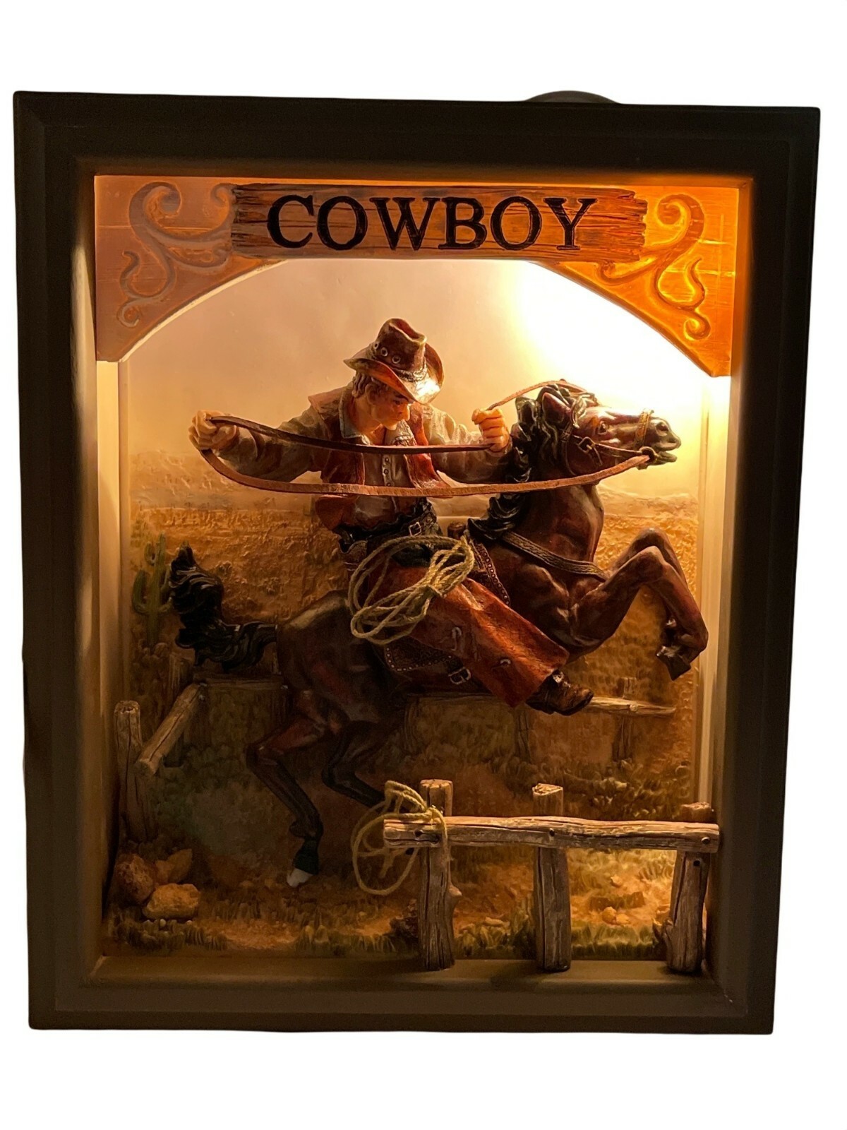 Cowboy with Horse Lighted Shadow Box 3D Wall Hanging | eBay