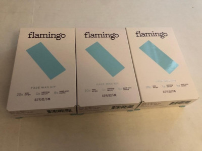3 PACK Flamingo FACE WAX KIT 20 Strips 1 Calming Serum 6 Cloths PER ...