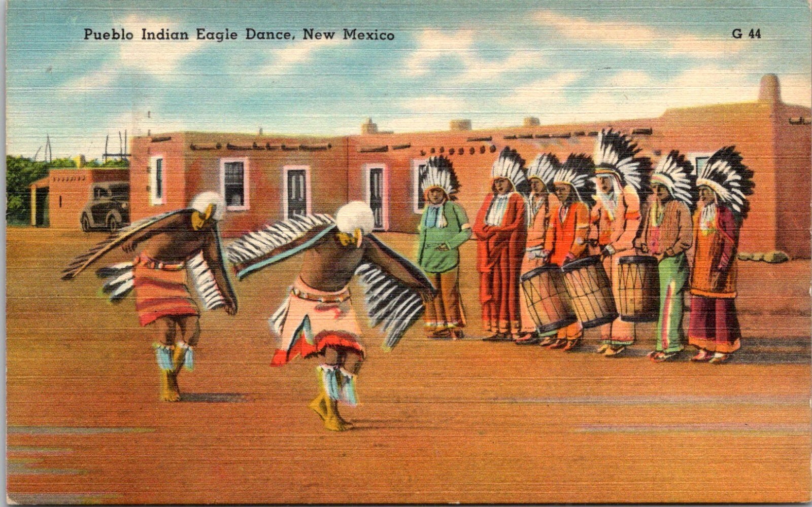 Pueblo Indian Eagle Dance New Mexico NM Headdress Feathers c1940s ...