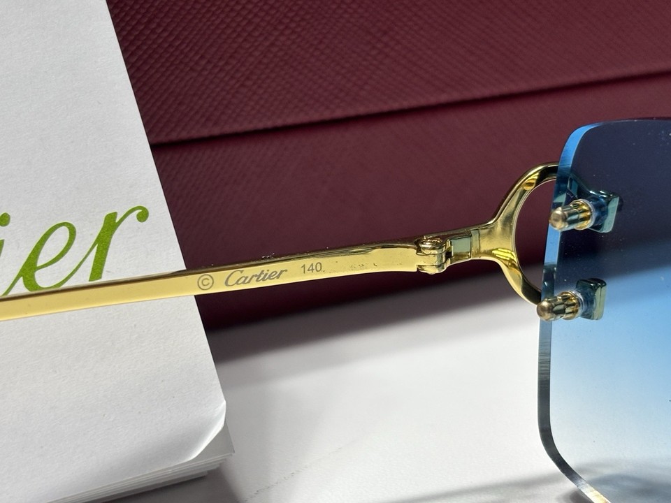 Cartier Big C Without Diamond Cut Lake Blue Frameless Lens CT0092S | eBay