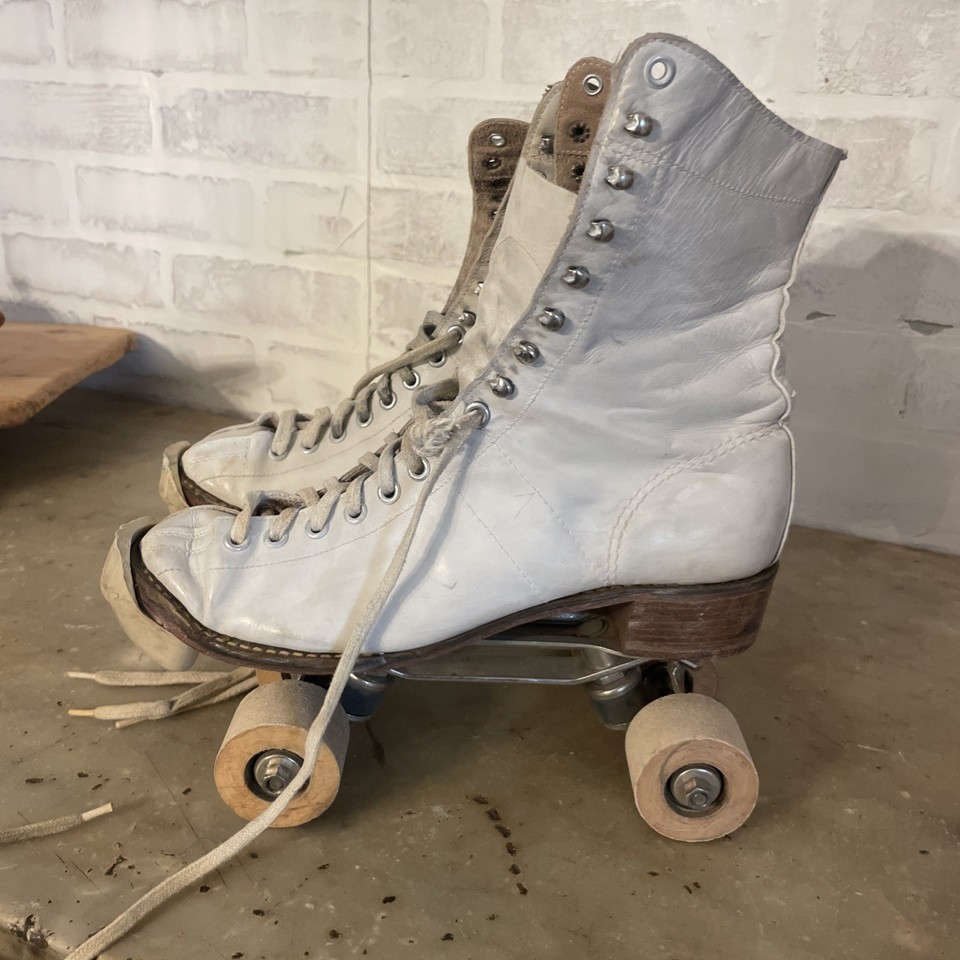 1950s Vintage Hyde Leather Roller Skates Chicago Wood Wheels Size 7 | eBay