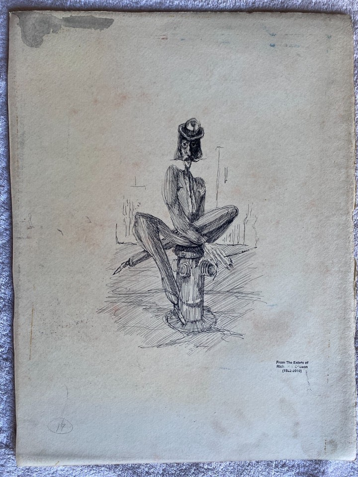 Richard J. Ericson original art pen and ink drawing 1922-2010 w/estate ...