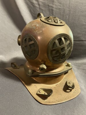 Vintage Watch Advertising Miniature Diving Helmet Brass Copper Nautical ...