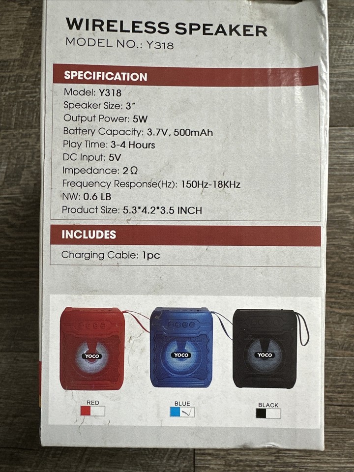 yoco bluetooth speakers Y318. Brand New Red Color With LED Lights Fast Shipping | eBay